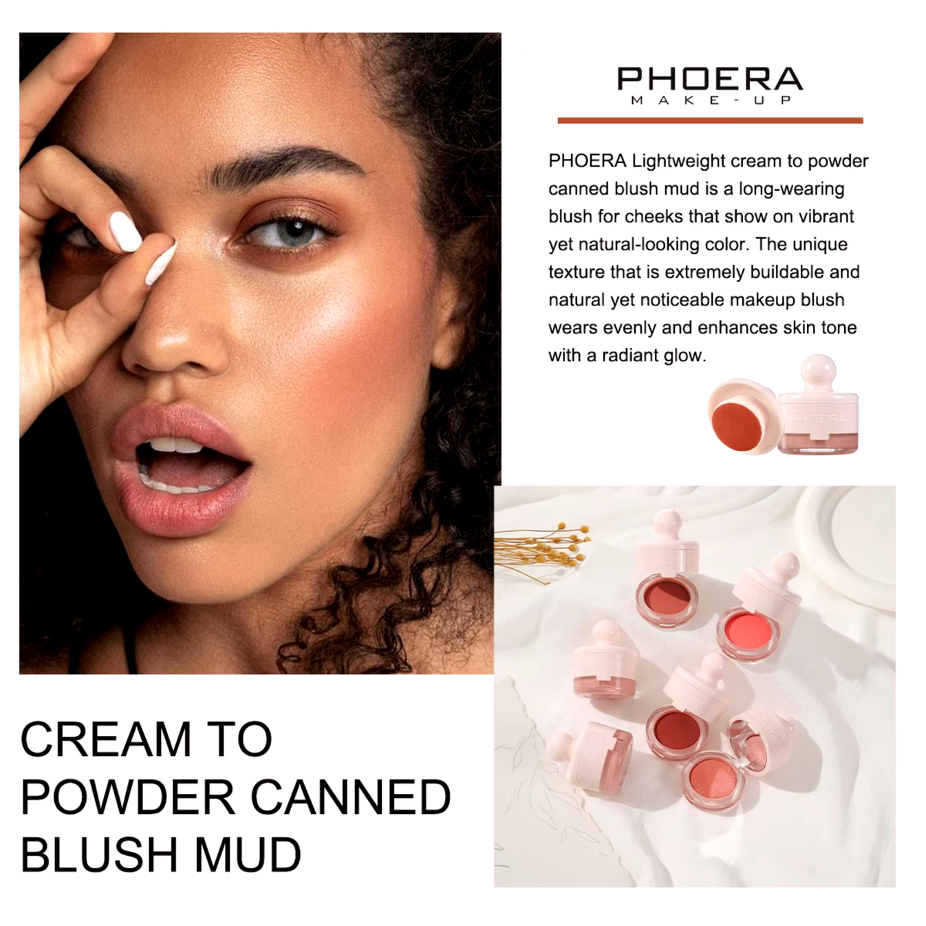 PHOERA Cream To Powder Canned Blush Mud – Phoera Cosmetics