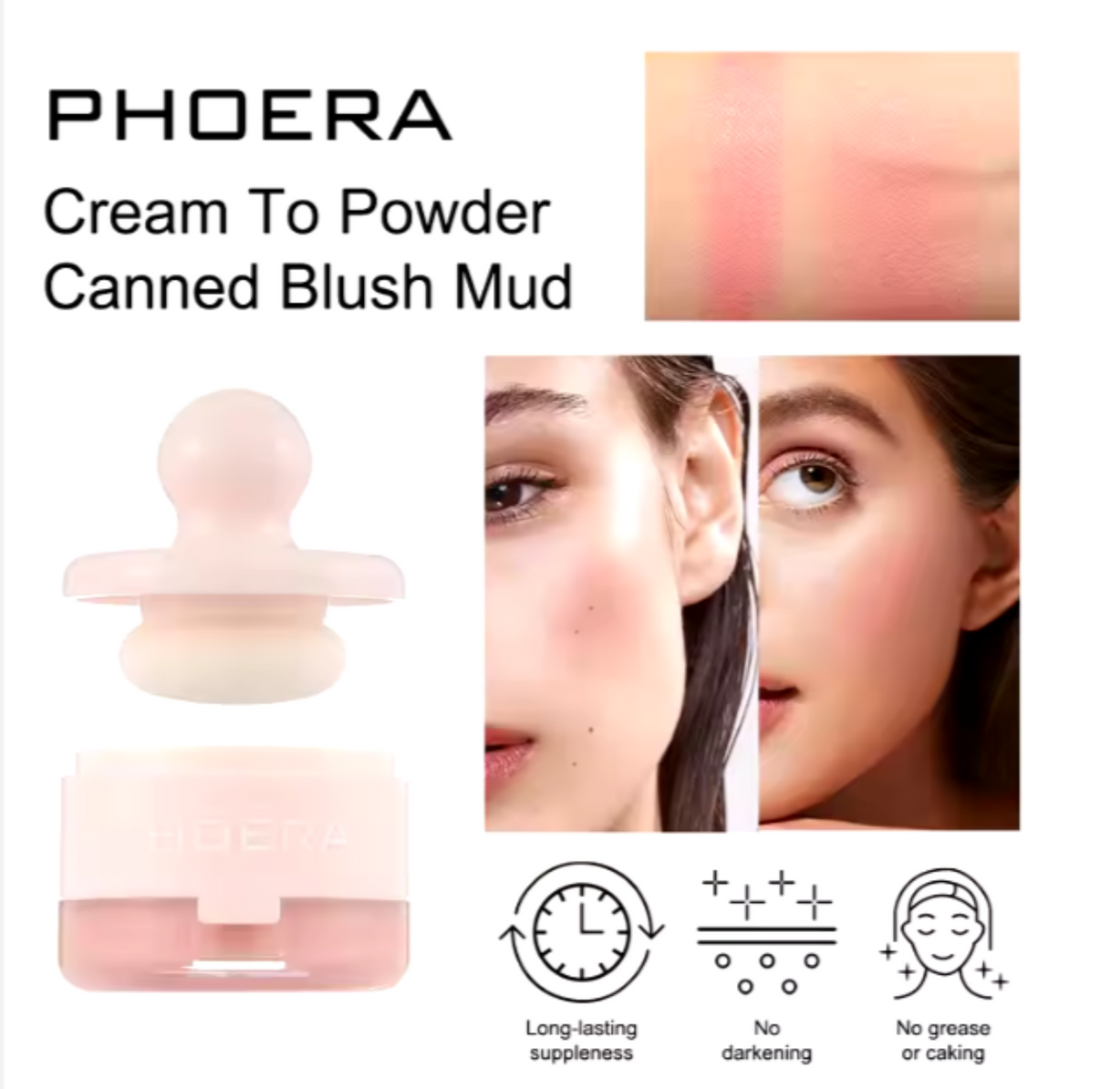 PHOERA Cream To Powder Canned Blush Mud – Phoera Cosmetics